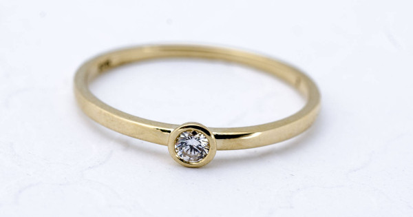 Tiny Diamond Ring, Minimalist Diamond Engagement Ring, 18k Real Gold ...
