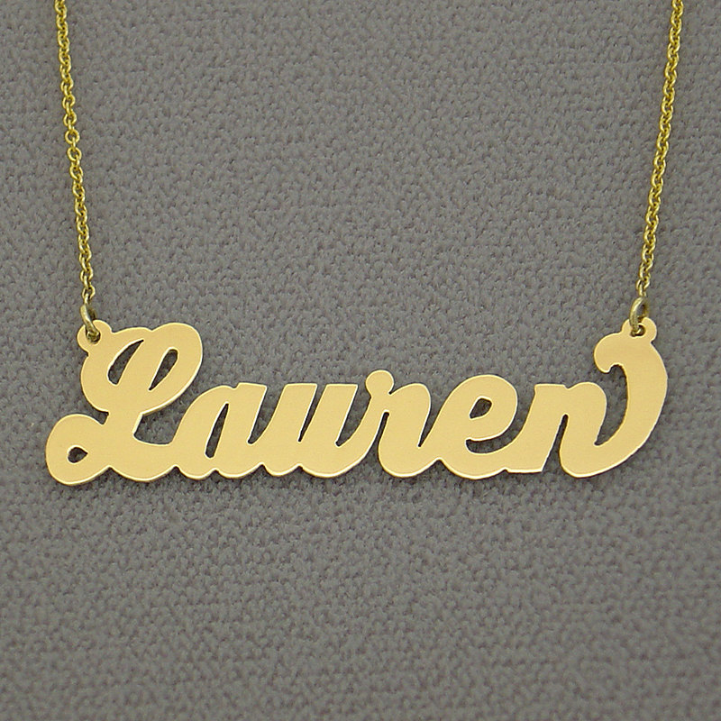 10K or 14K Yellow or White Solid Gold Personalized Lauren Conrad Name ...