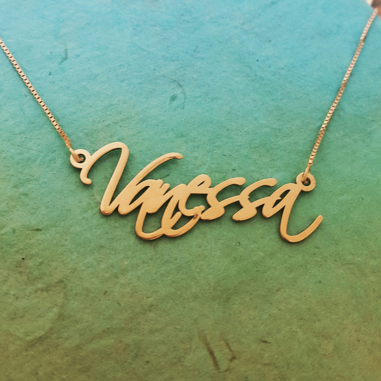 14k Gold Name Pendant Necklace / Order Any Name! / Vanessa Name ...