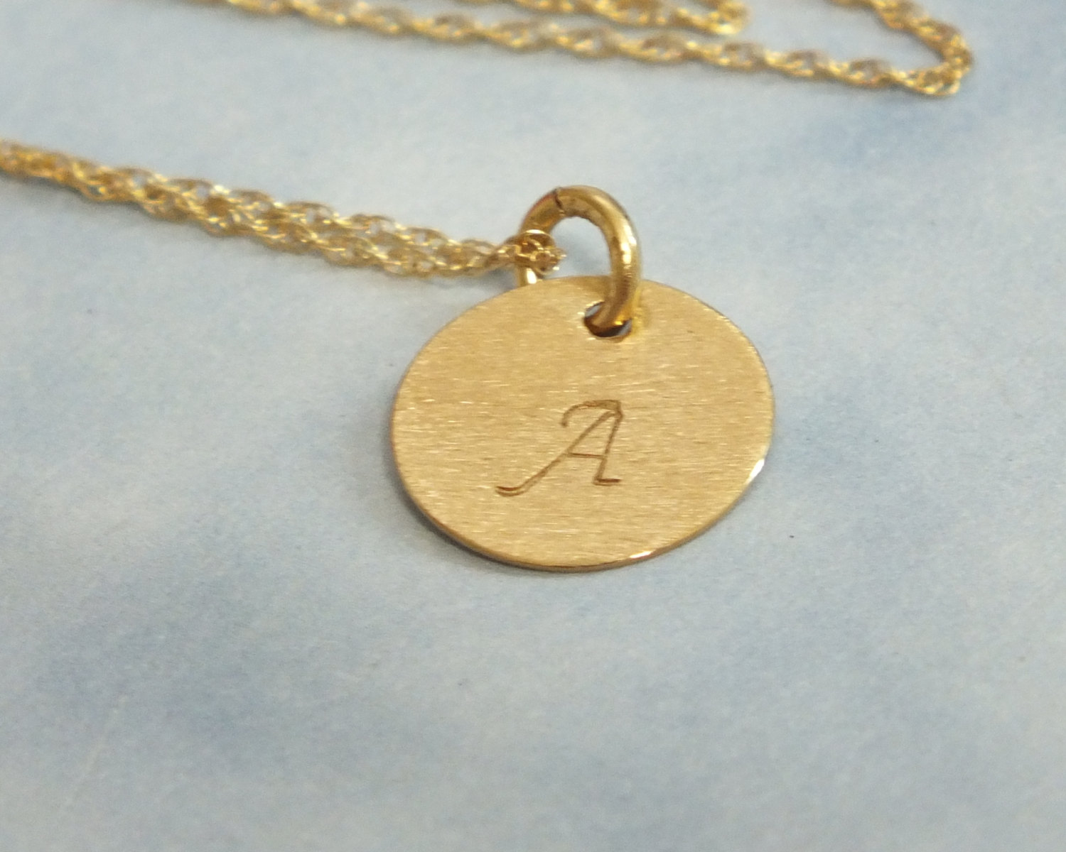 14k Tiny Initial Disc Charm, 14k Solid Gold Add an Initial, Small ...