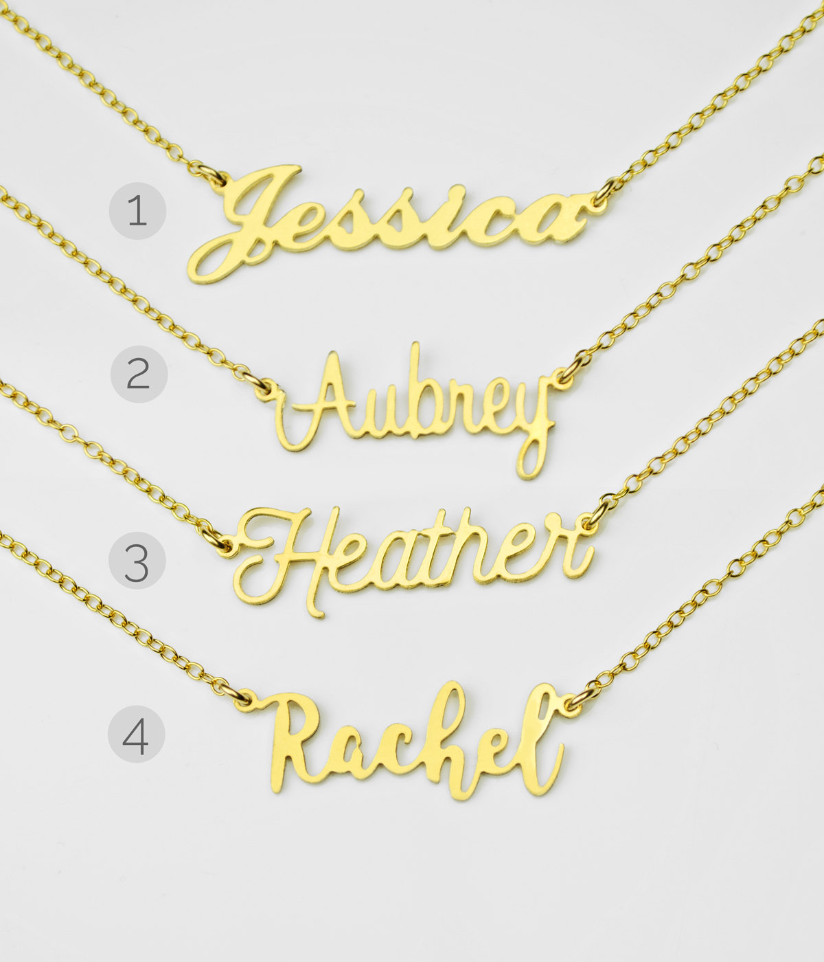Classic Name Necklace, Gold Rachel Necklace, Custom Gold Name Plate ...