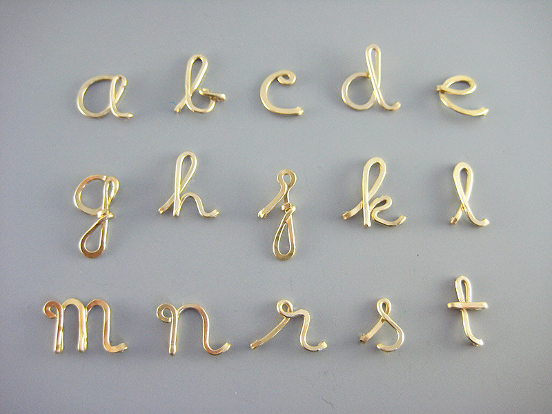 Gold Cursive Initial Necklace - 14k gold filled personalized lowercase ...