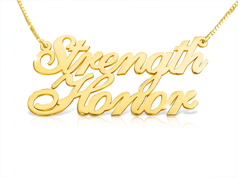 Gold Double Name Necklace With Name Gold 14k Two Names Necklace in ...