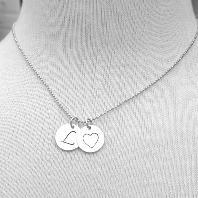 Initial Necklace, Sterling Silver Jewelry, Letter L Necklace, Charm ...