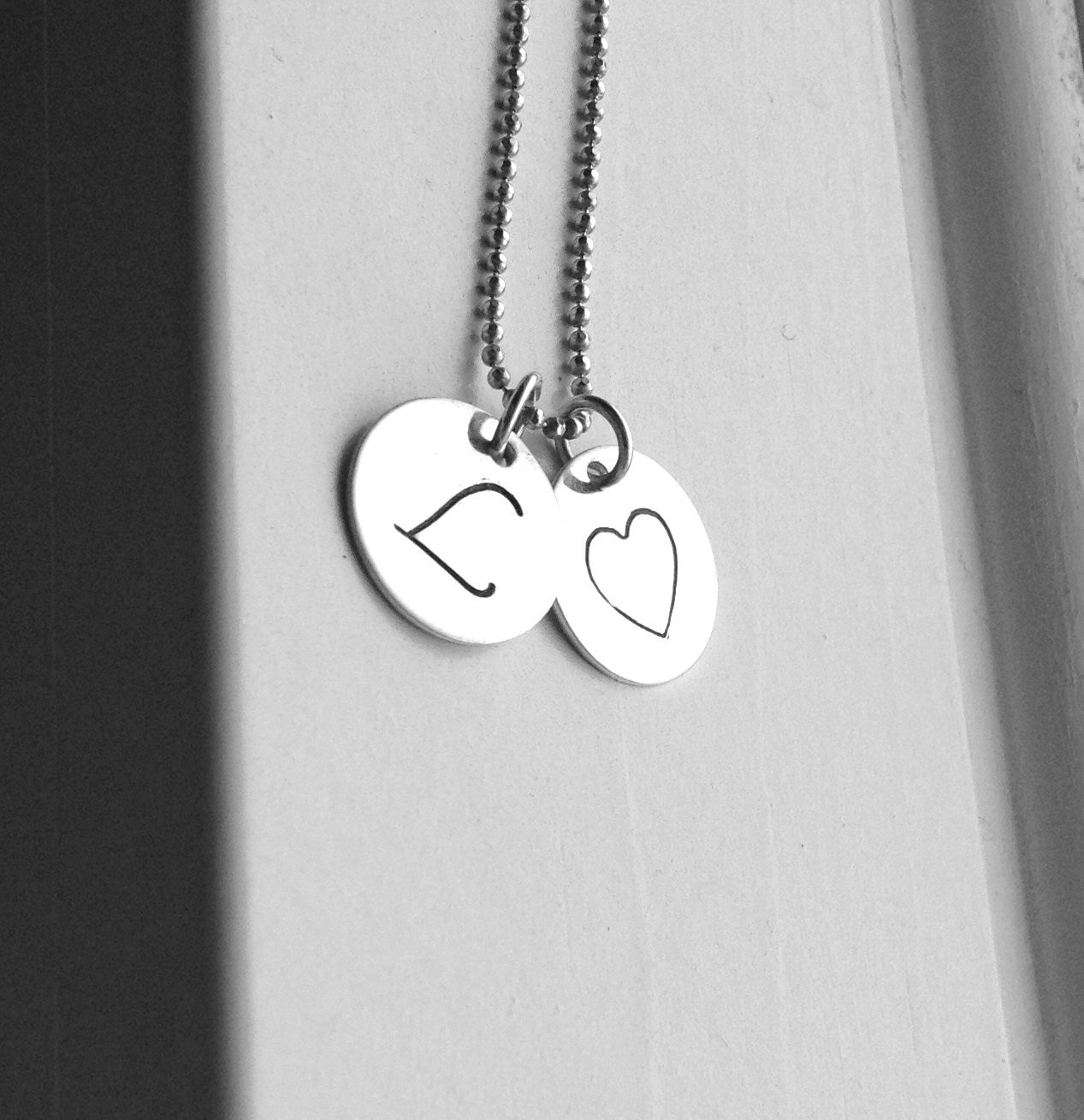 Initial Necklace, Sterling Silver Jewelry, Letter L Necklace, Charm ...