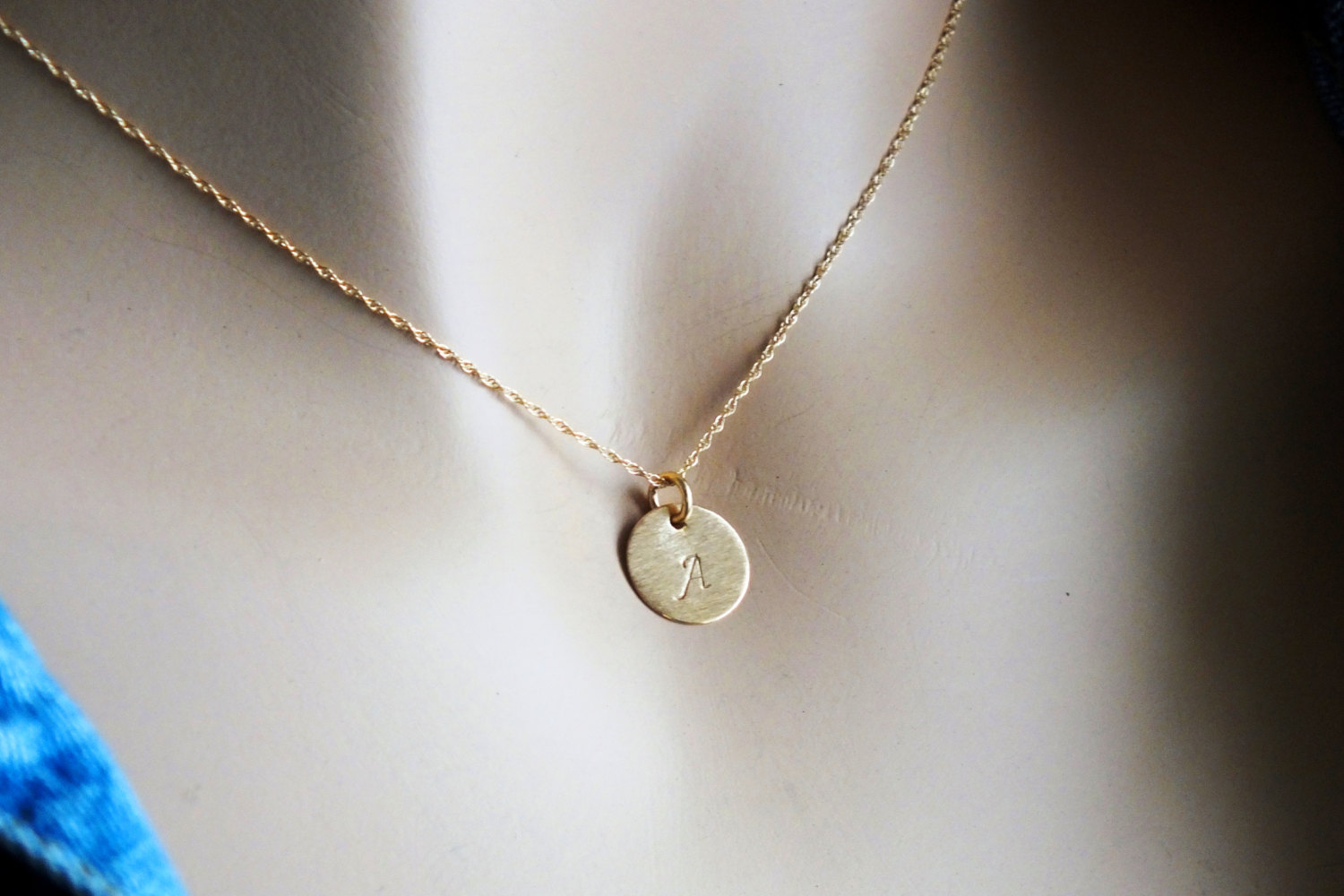Initial Necklace, Tiny Gold Initial Necklace, 14k Solid Gold Initial ...