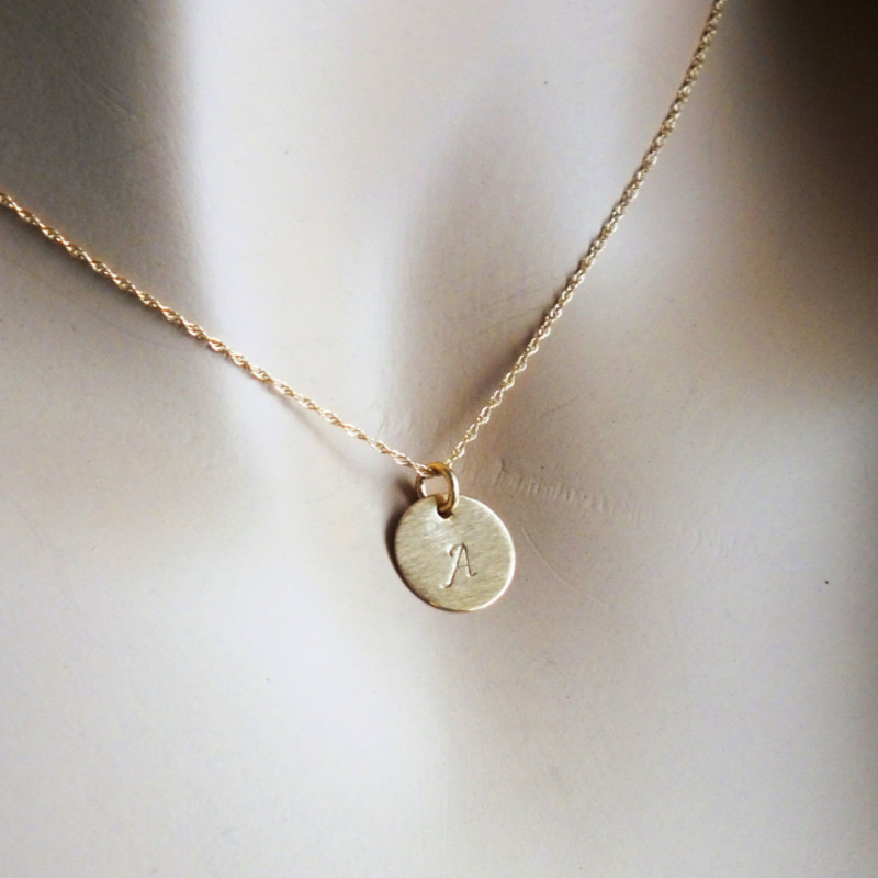 Initial Necklace, Tiny Gold Initial Necklace, 14k Solid Gold Initial ...