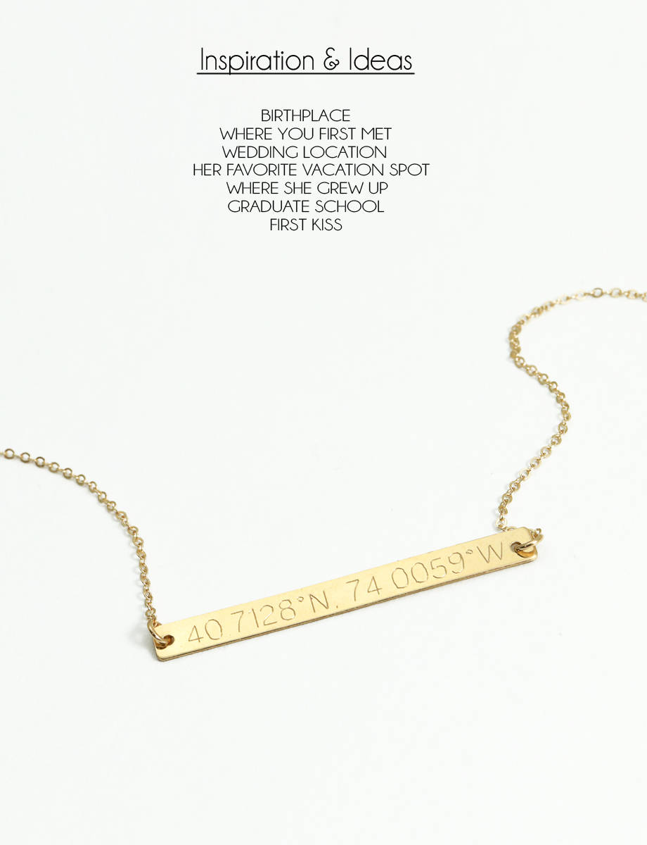 Latitude Longitude Necklace - Location necklace - Gold bar necklace ...
