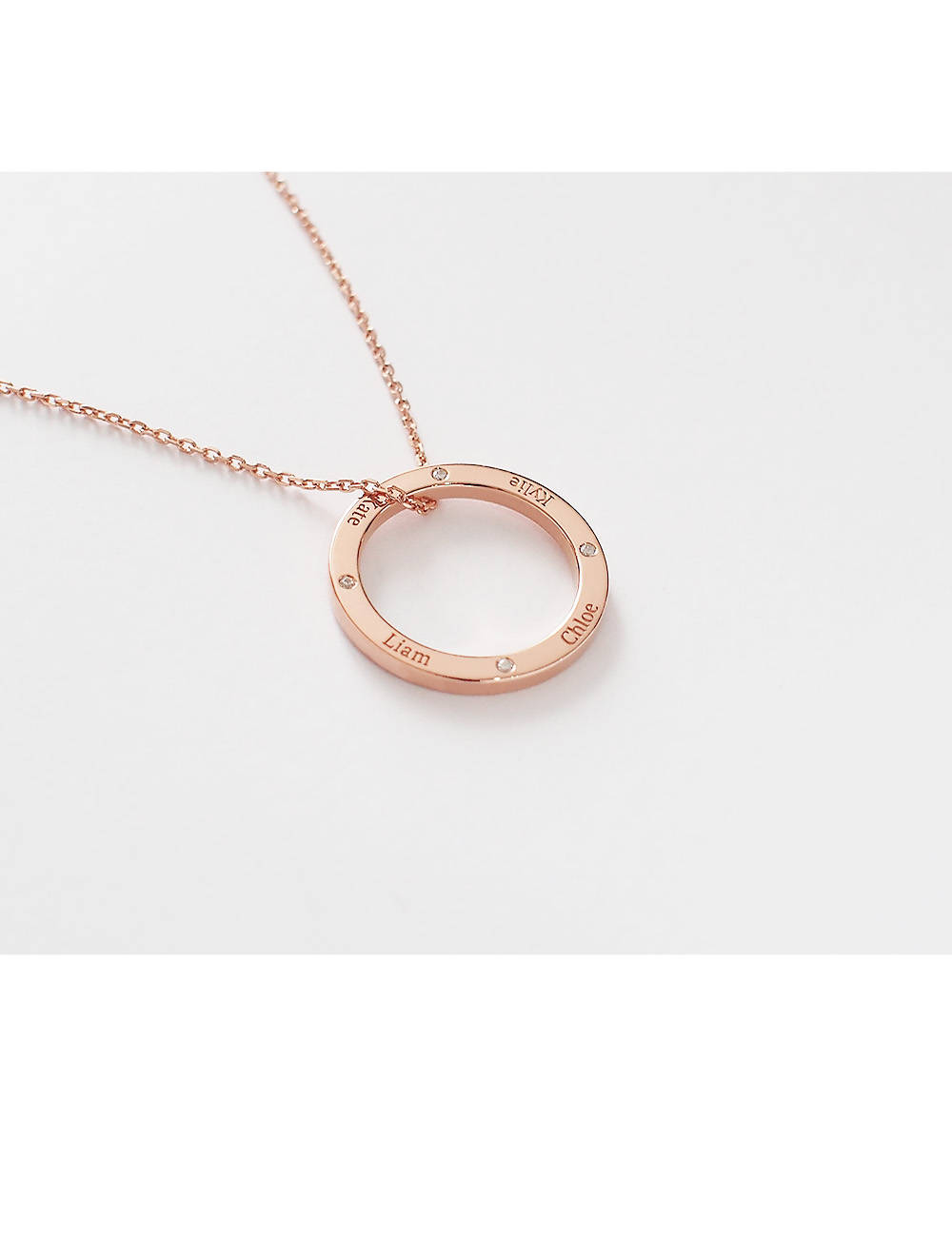 Linked Circle Necklace - Family Necklace - Custom Children Name Necklace - Mother's Day Gift - HN18