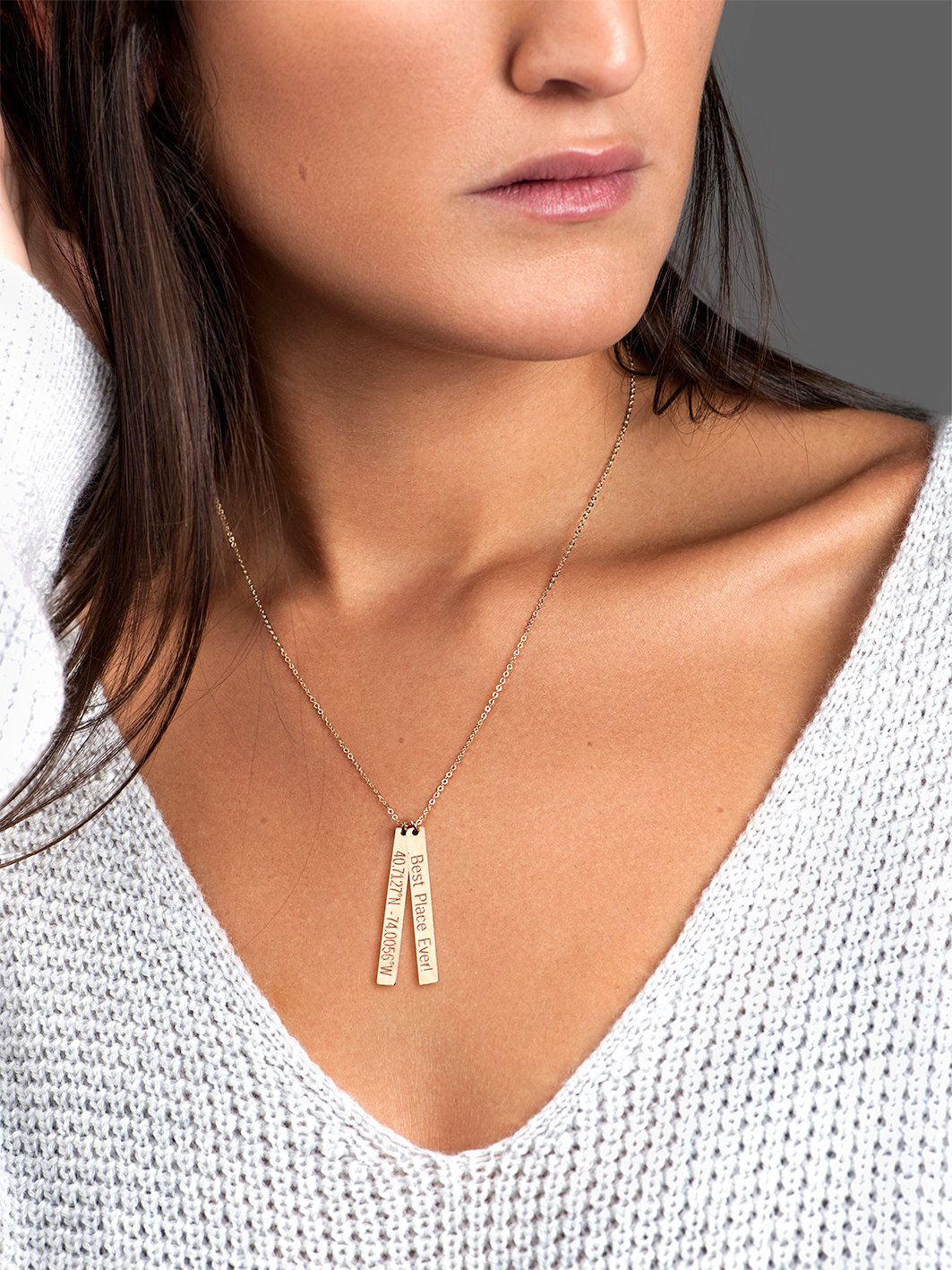 Location Bar Necklace, Custom Coordinates Necklace, Graduation Gift ...