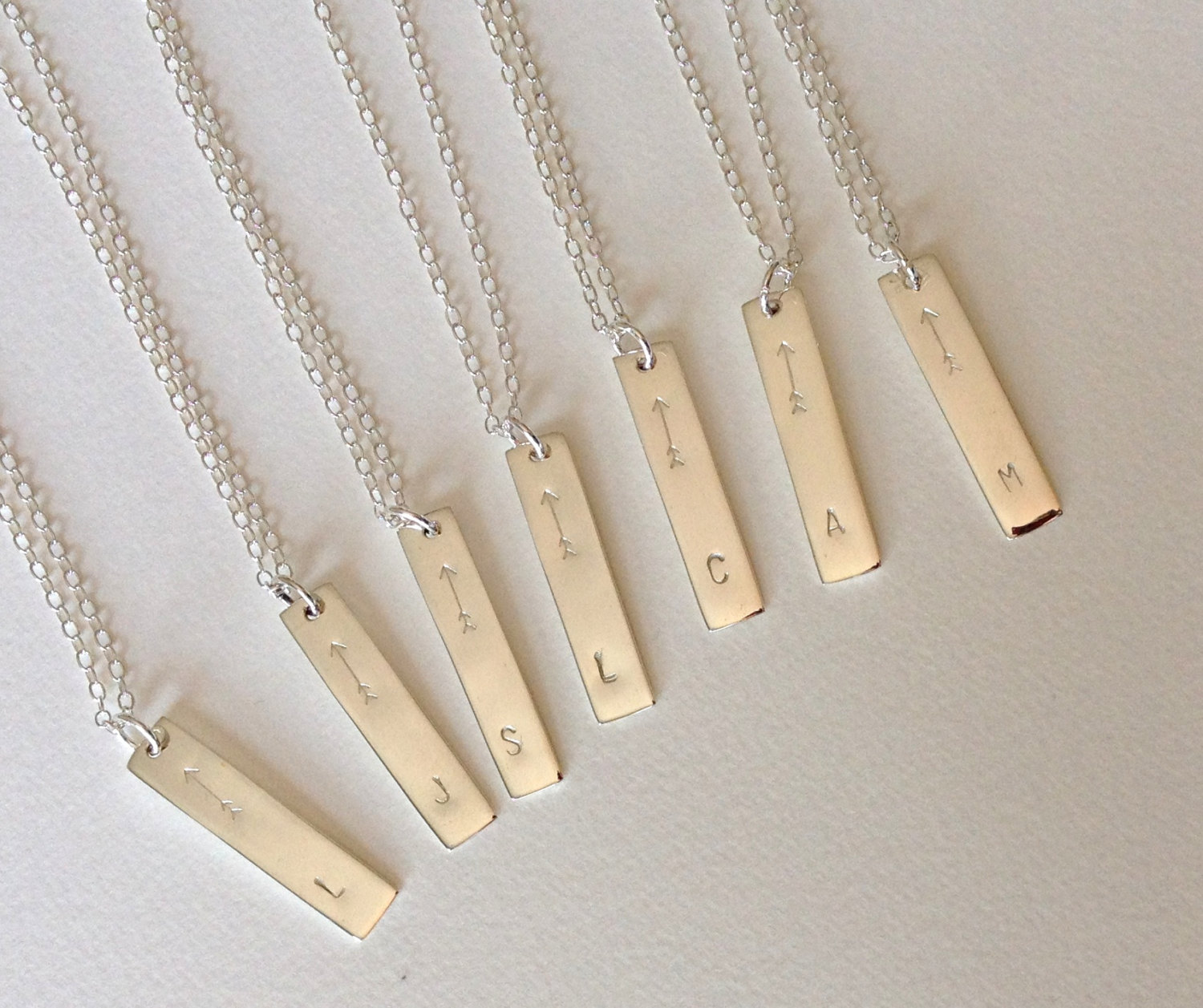 Name Necklace Silver Name Tag Initial Necklace, Gift, Name Bar Pendant ...