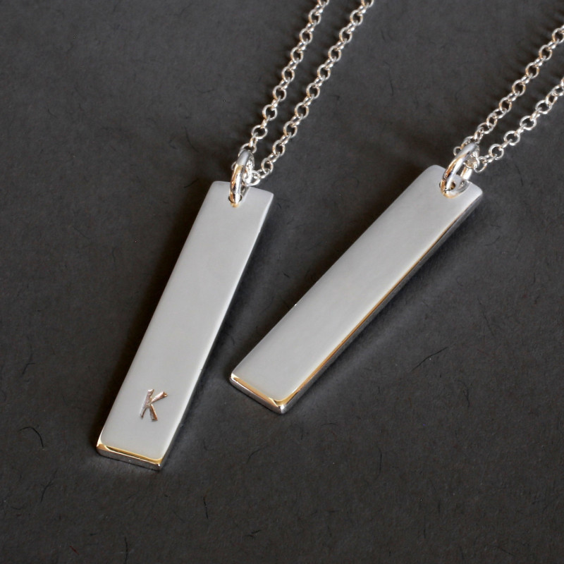 Name Necklace Silver Name Tag Initial Necklace, Gift, Name Bar Pendant ...