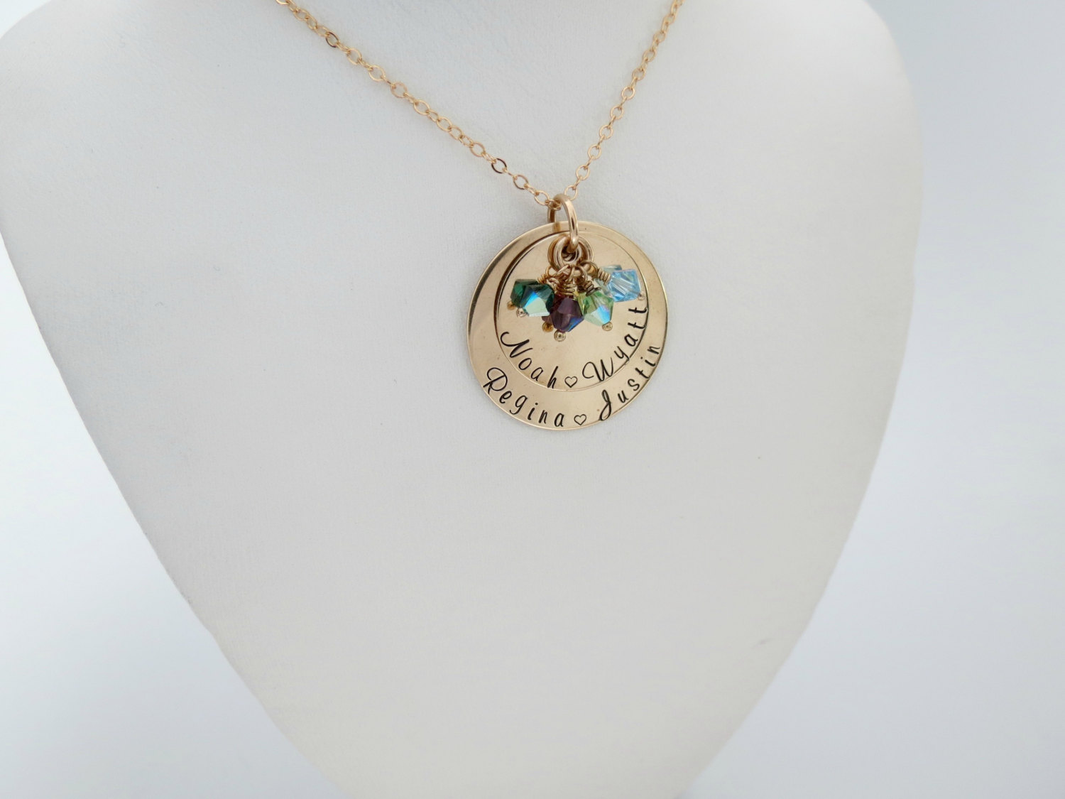 Personalized Gold Necklace - Custom Family Necklace - Birthstone ...