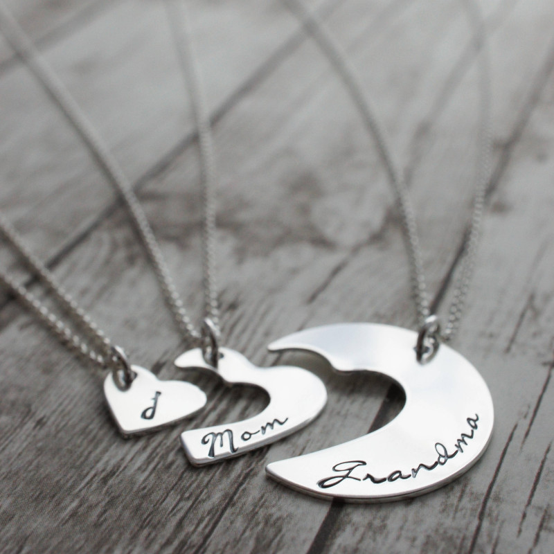 Personalized Three Generation Necklace Set in Sterling Silver by EWD ...