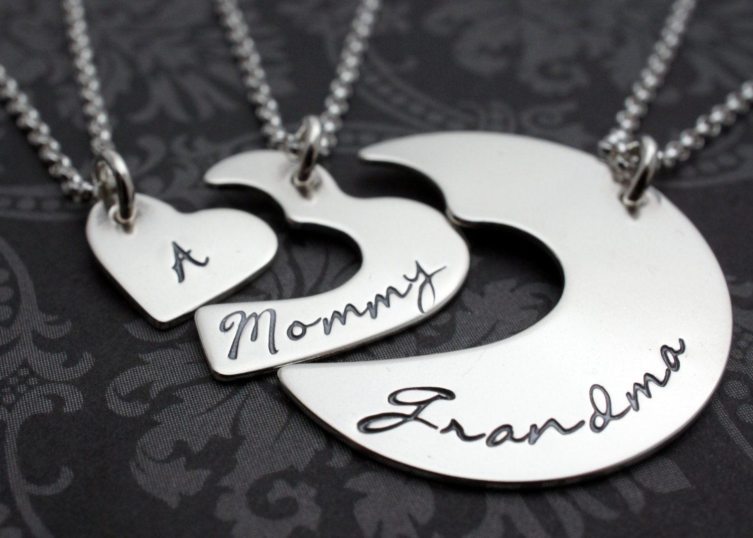 Personalized Three Generation Necklace Set in Sterling Silver by EWD ...