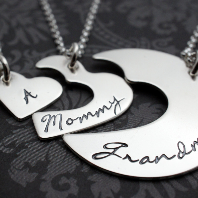 Personalized Three Generation Necklace Set in Sterling Silver by EWD ...