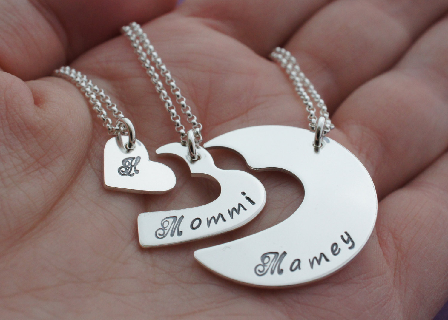 Personalized Three Generation Necklace Set in Sterling Silver by EWD ...
