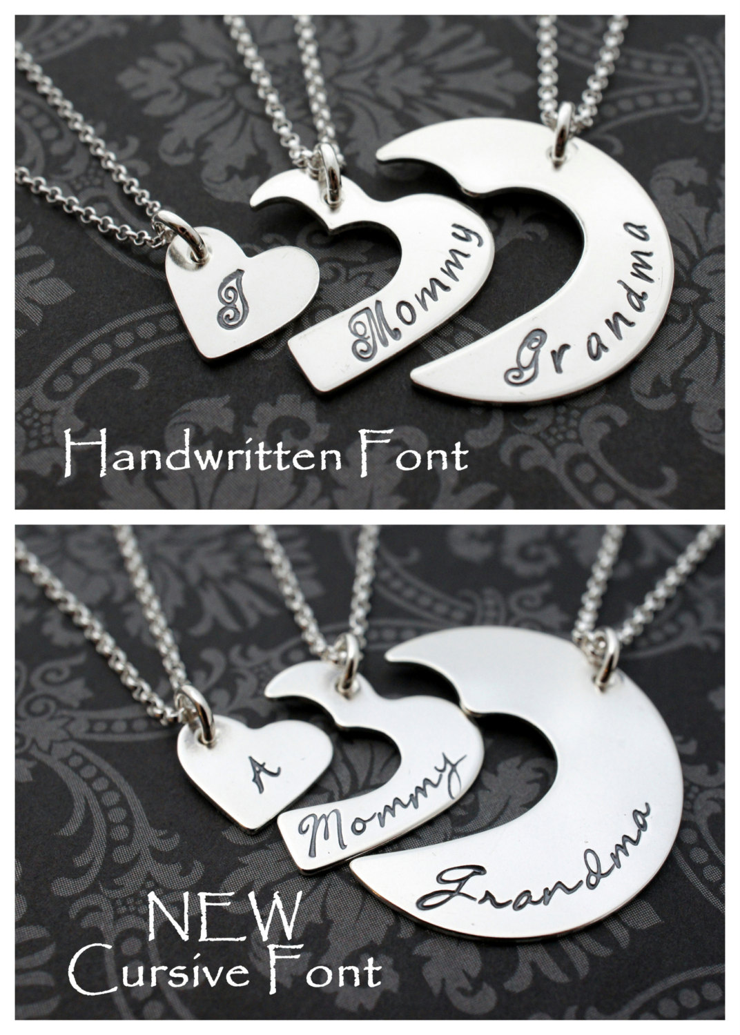 Personalized Three Generation Necklace Set in Sterling Silver by EWD ...