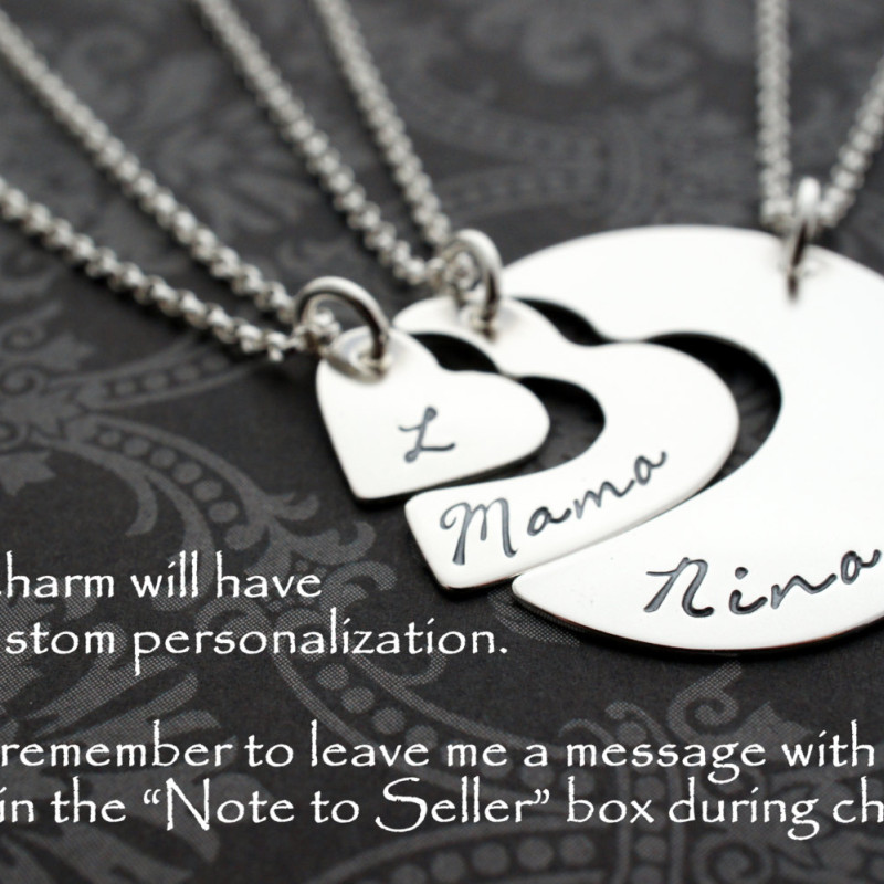 Personalized Three Generation Necklace Set in Sterling Silver by EWD ...