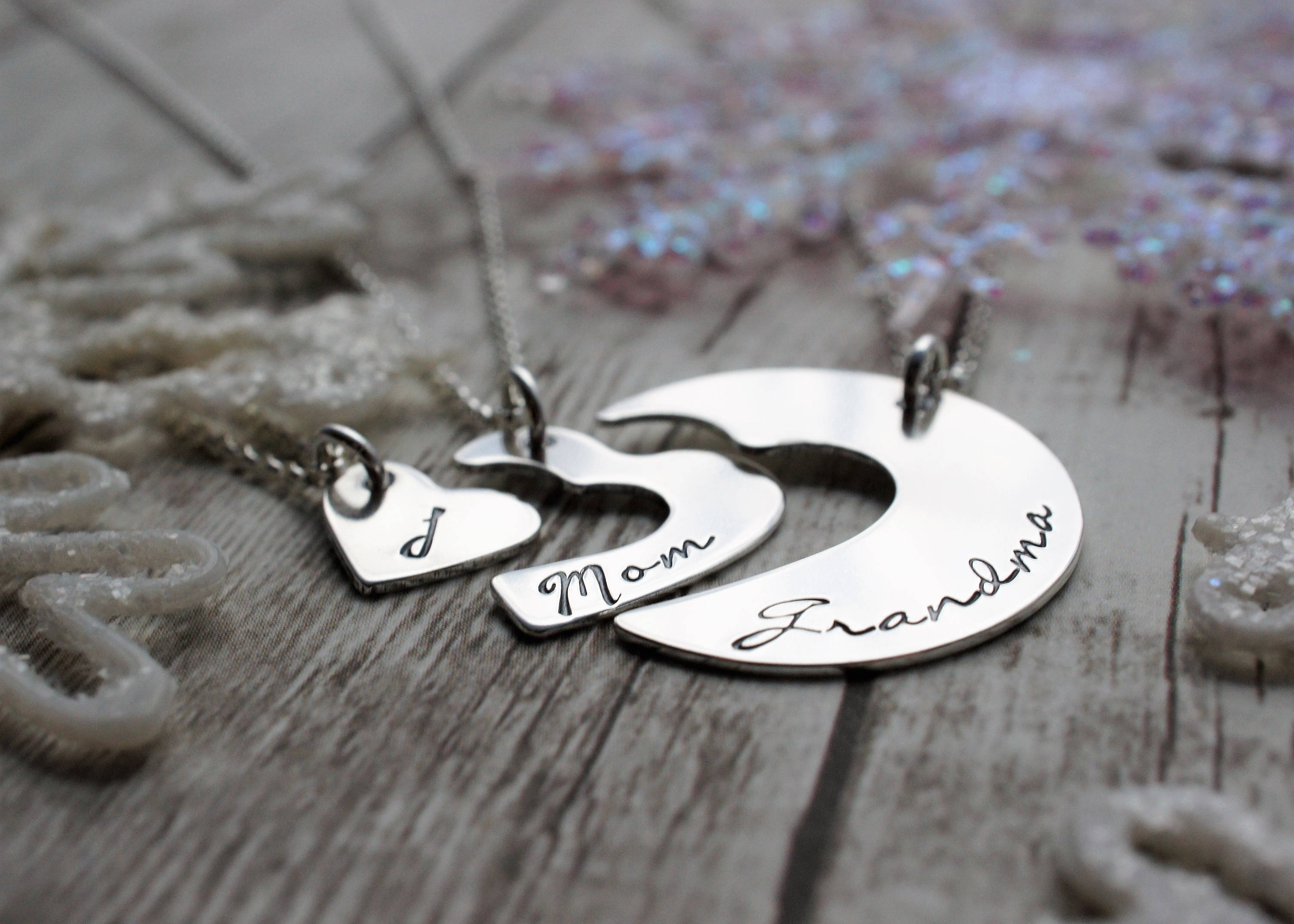Personalized Three Generation Necklace Set in Sterling Silver by EWD ...