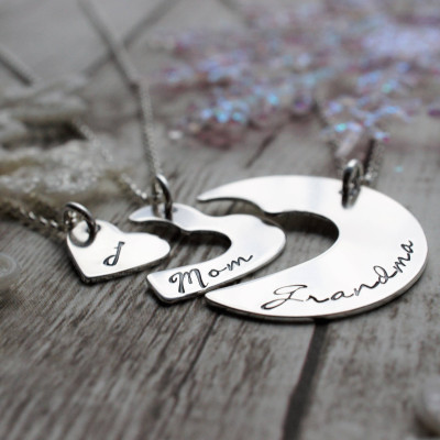 Personalized Three Generation Necklace Set in Sterling Silver by EWD ...
