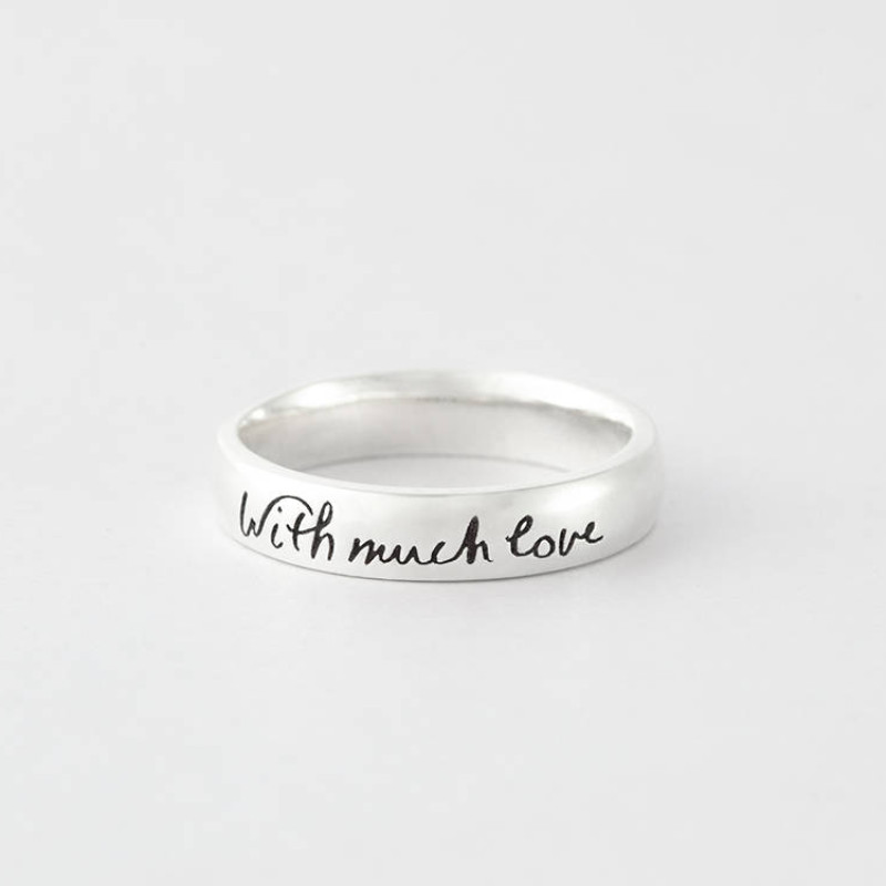 Actual Handwriting Ring - Personalized Memorial Sterling Silver Ring