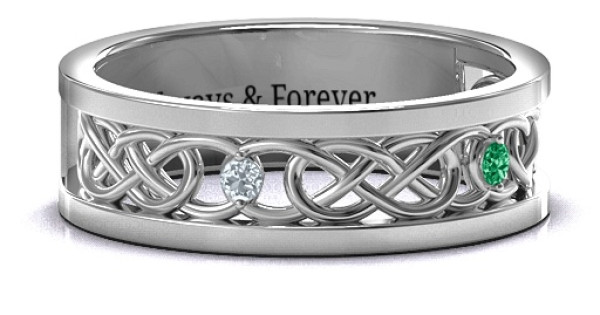 Men's Two-Stone Interwoven Infinity Band - AMAZINGNECKLACE.COM