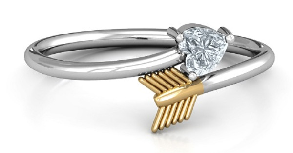 Sterling Silver Heart & Arrow Personalised Ring - AMAZINGNECKLACE.COM