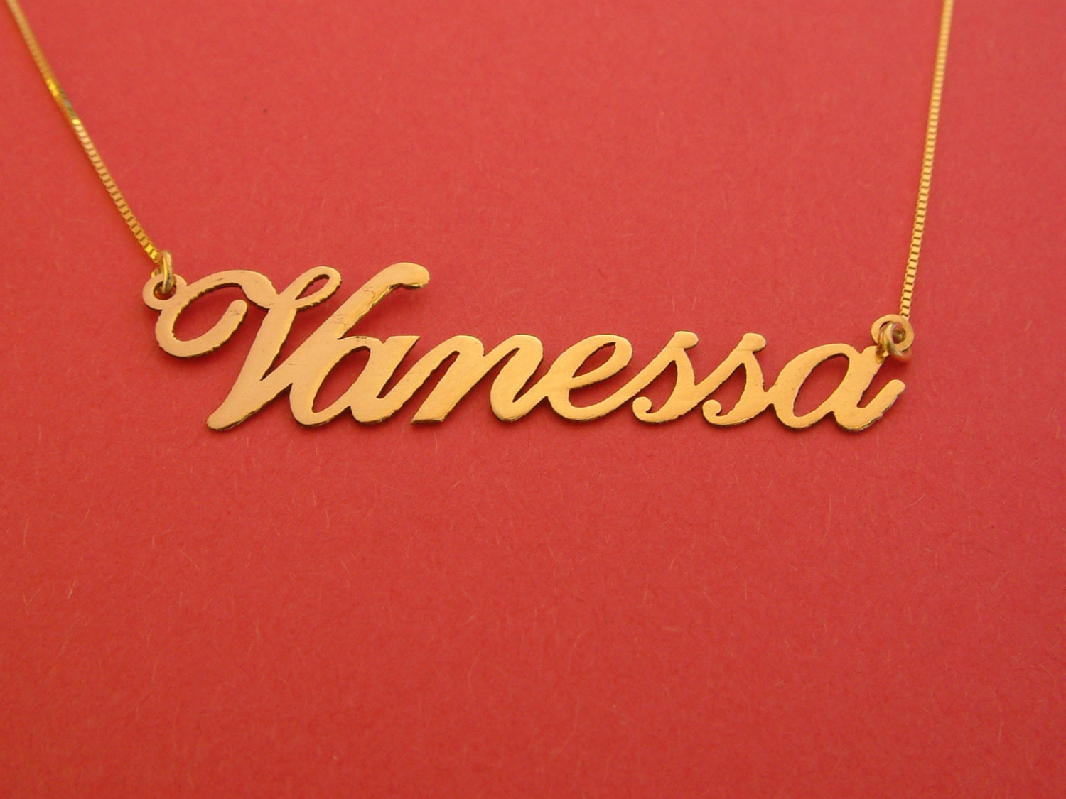 Gold Name Necklace 18K Vanessa Name Necklace Personalizes Name Chain Birthday Gift for Her Nameplate Necklace Trendy Necklace Vanessa Gold