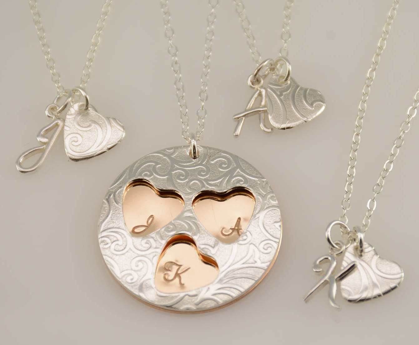 Mother Daughters Necklace Set. Mother and 4 Daughters Mother and 3 Daughters Mother and 2 Daughters Mother and 1 Daughter